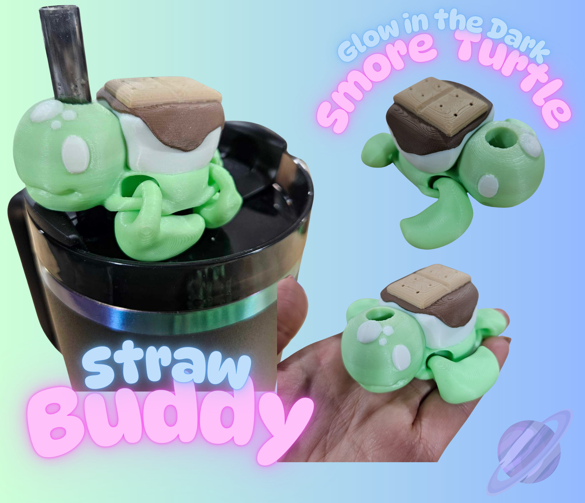 SMORE TURTLE-3D PRINTED STRAW BUDDY – KTrip86Boutique
